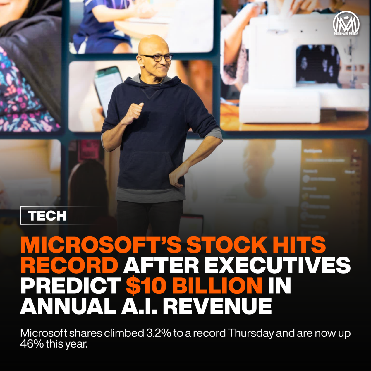 Microsoft stock hits record after executives predict $10 b.