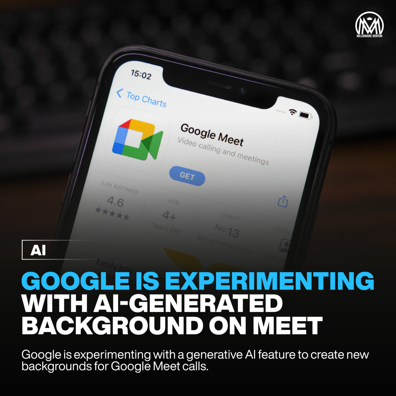 Google is experimenting with AI background on Meet.