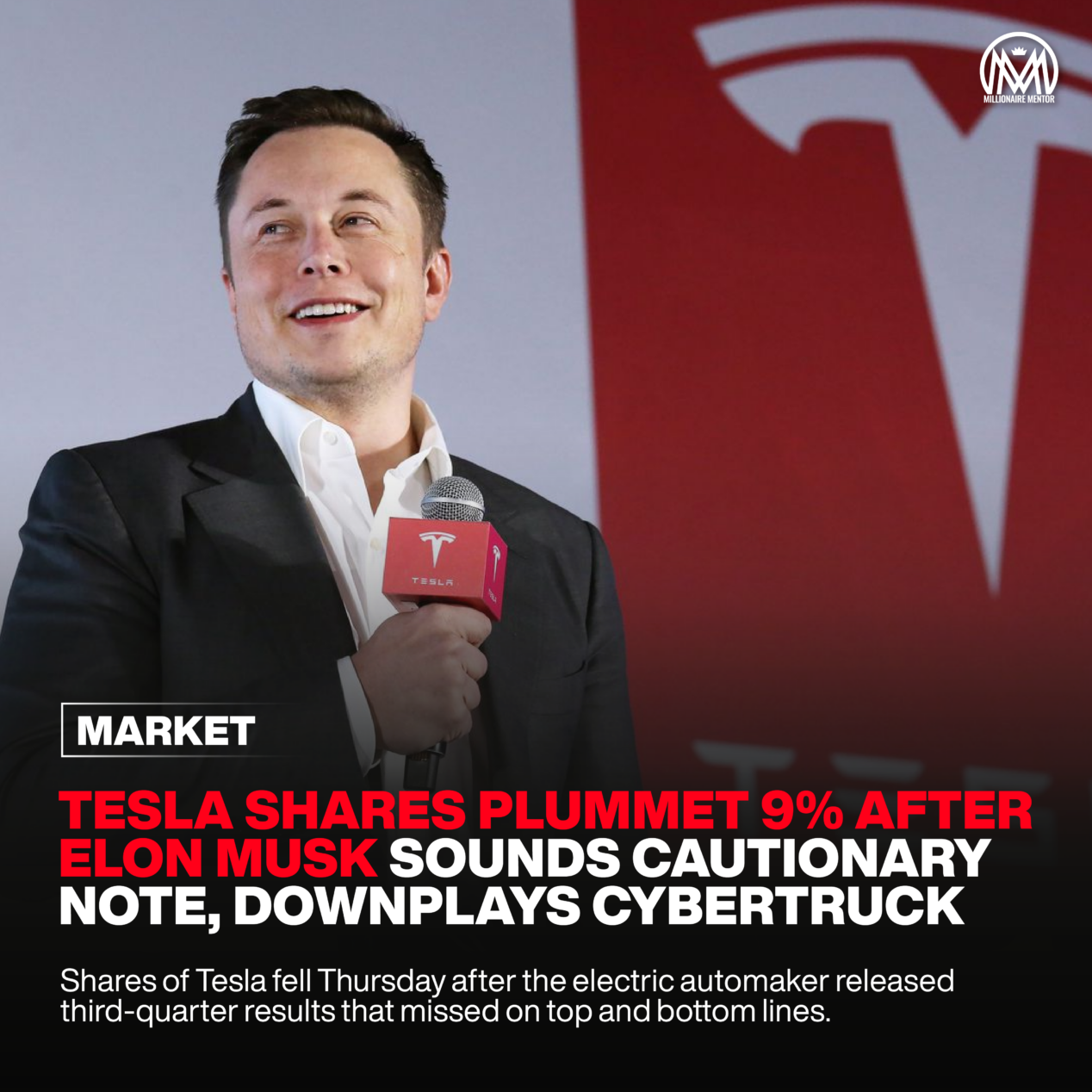 Tesla shares plummet 9% after Musk sounds cautionary note