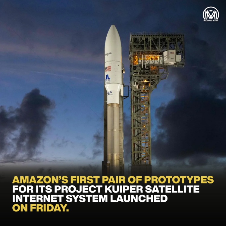 Amazon launches first internet satellite prototypes.