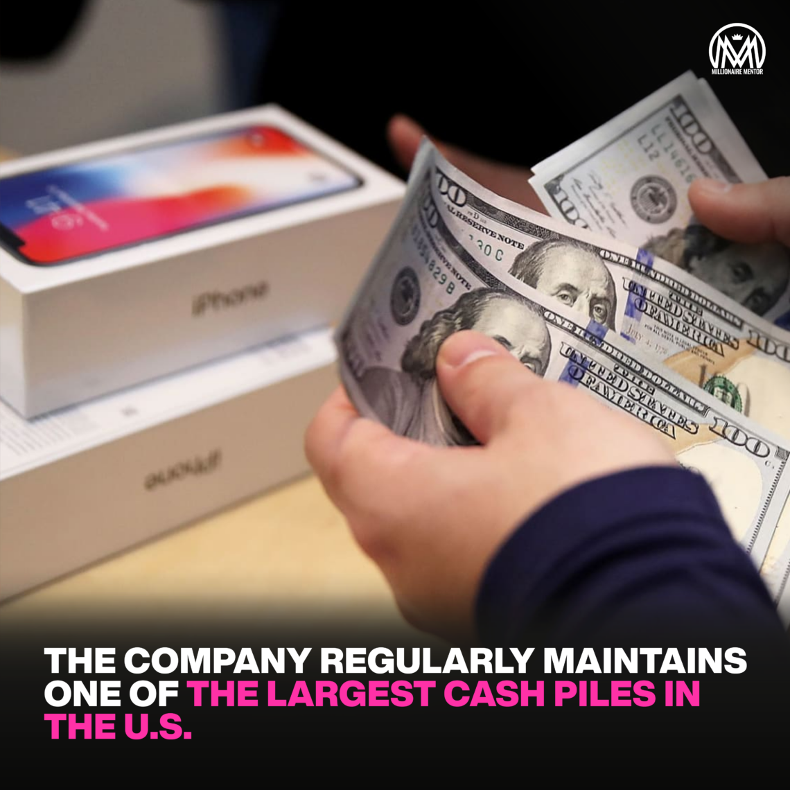 Apple's $162B cash on hand, down from last quarter.