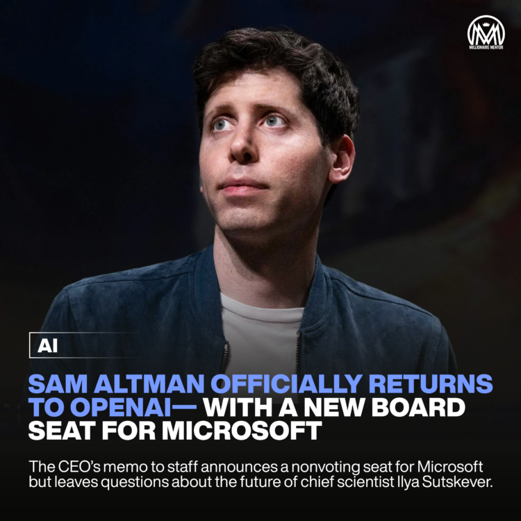 Sam Altman Returns to OpenAI, Gains Microsoft Board Seat